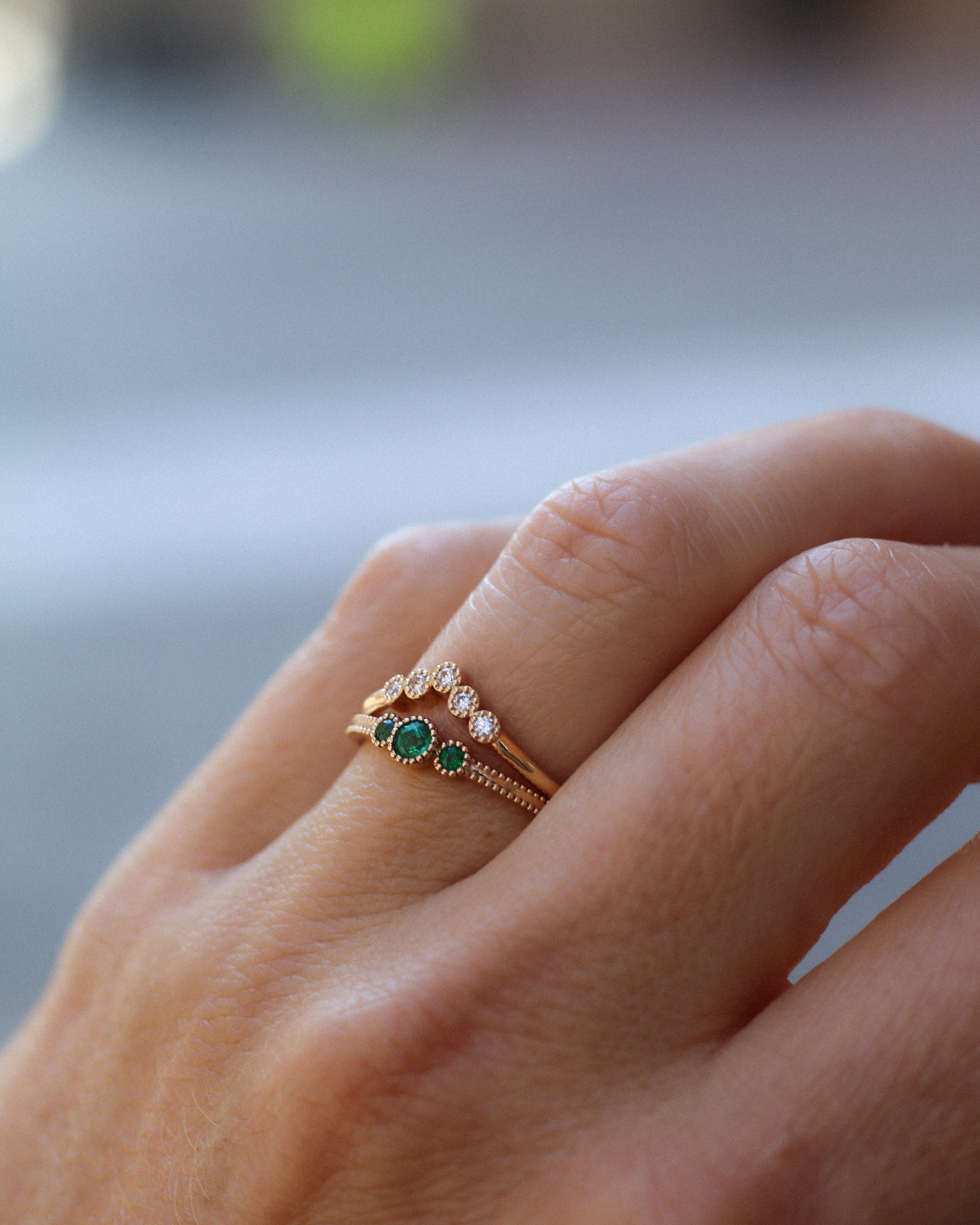 Vintage Style Mini Edith Ring med Smaragder – mumbaistockholm